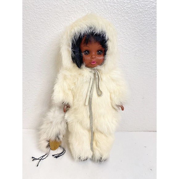 Toys | Native American Eskimo Doll Real Fur Moveable Limbs Eyelids ...